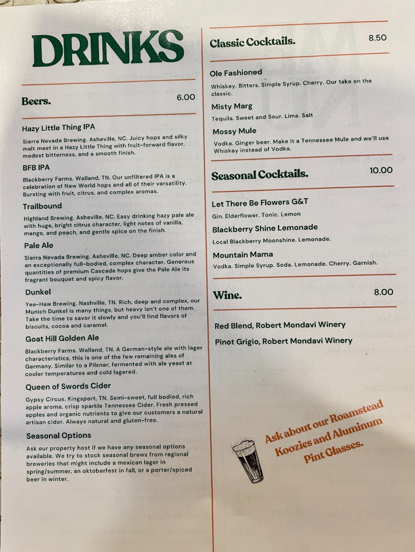 Roamstead-Smoky-Mountains-Campground-drinks-bar | Imagine Camper